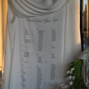 Satin Fabric Draped Seating Chart, Wedding Seating Chart, Fabric ...