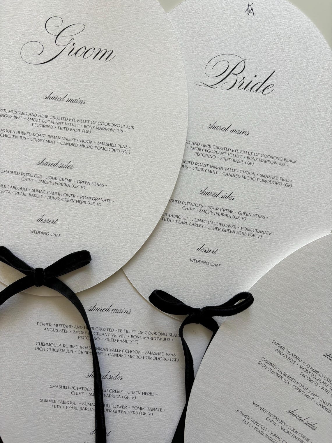 Oval Menus & Velvet Bows - Etsy