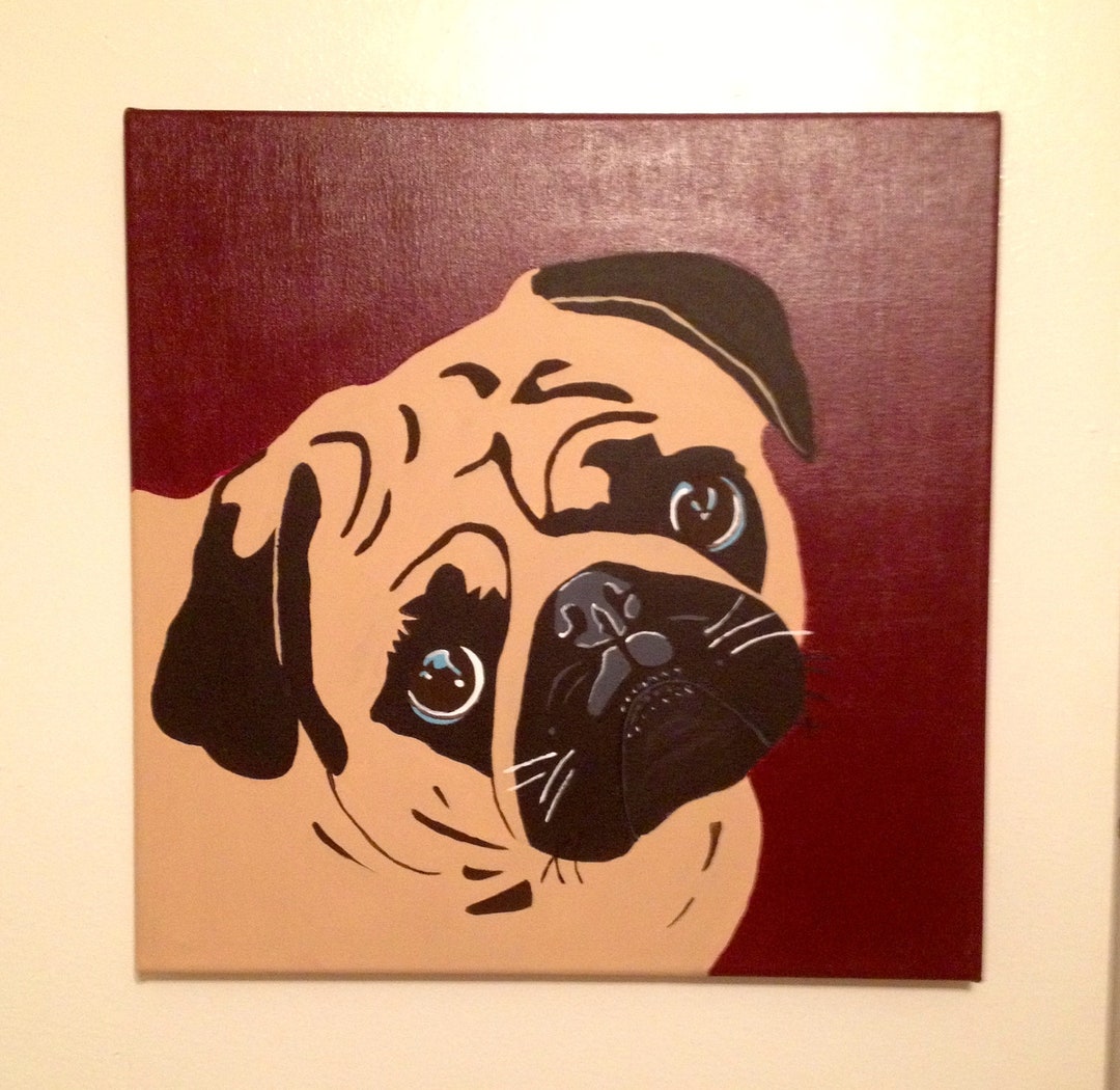 Pug Painting Done in Acrylic - Etsy