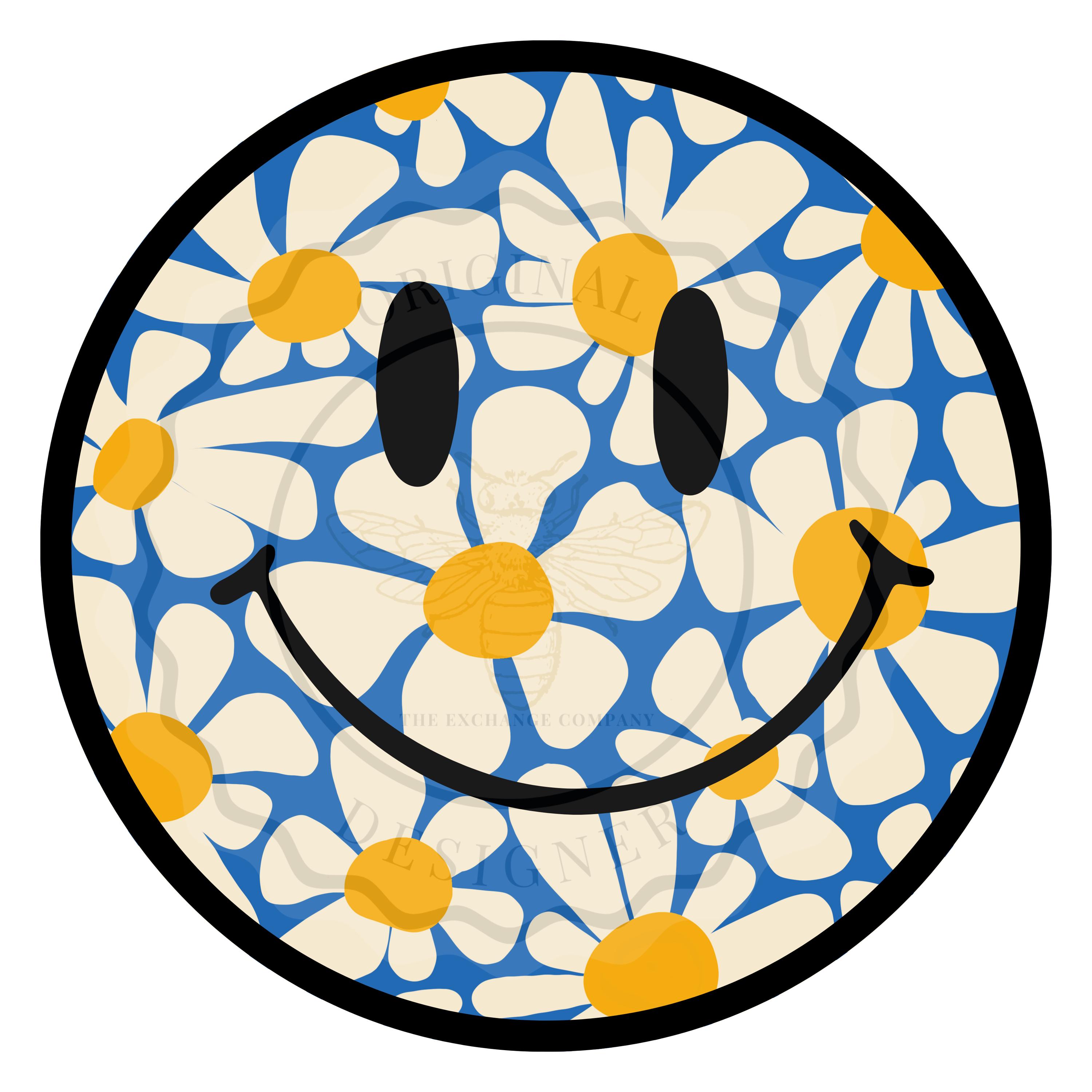Daisy Print PNG Daisy Smiley Face PNG Retro Sublimation Designs Smile ...