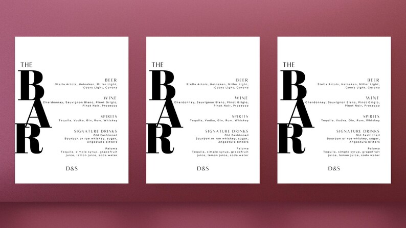 Bar Menu, Customizable Template - Etsy