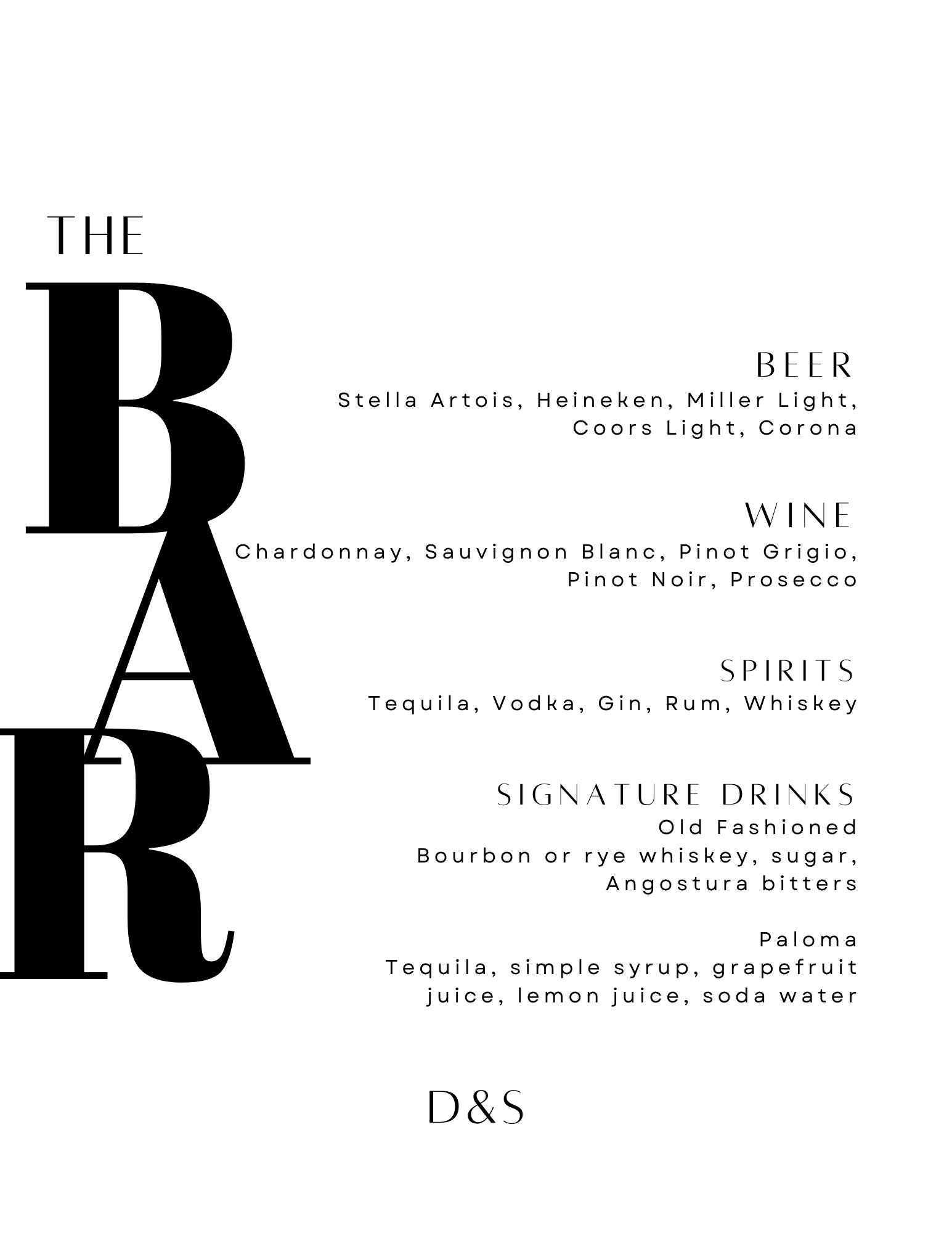 Bar Menu, Customizable Template - Etsy