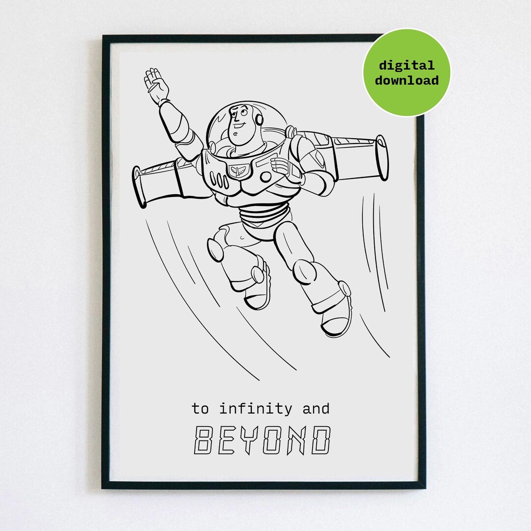 Minimalist Buzz Lightyear Digital Sketch, Toy Story Art, Kids Room ...