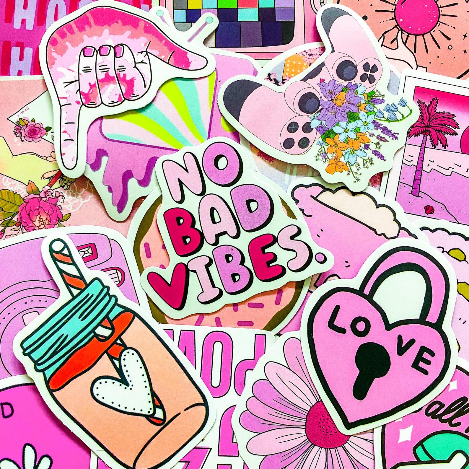 50 Pink Trendy Stickers, Aesthetic Girly Laptop Stickers, Cute ...