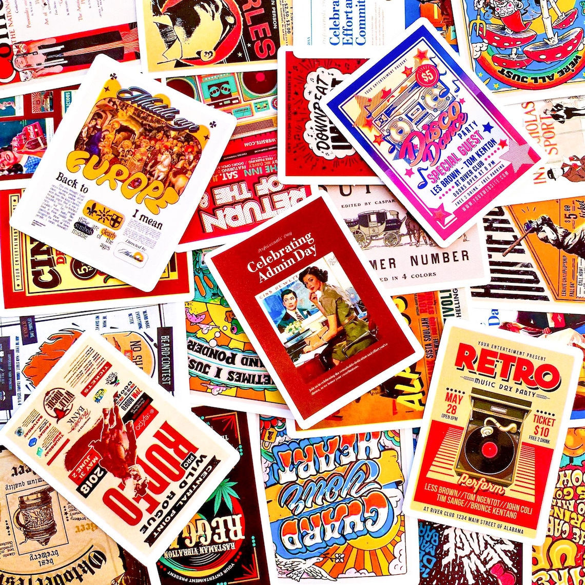 50PCS Retro Poster Stickers, Vintage Magazine Cover Stickers, Bold ...