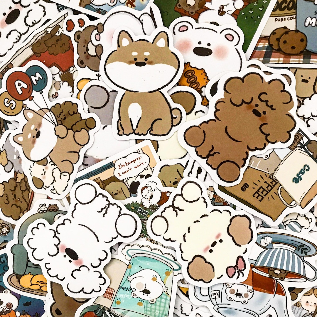 50 Random Cartoon Animal Stickers, Cute Dog Stickers, Kawaii Stickers ...