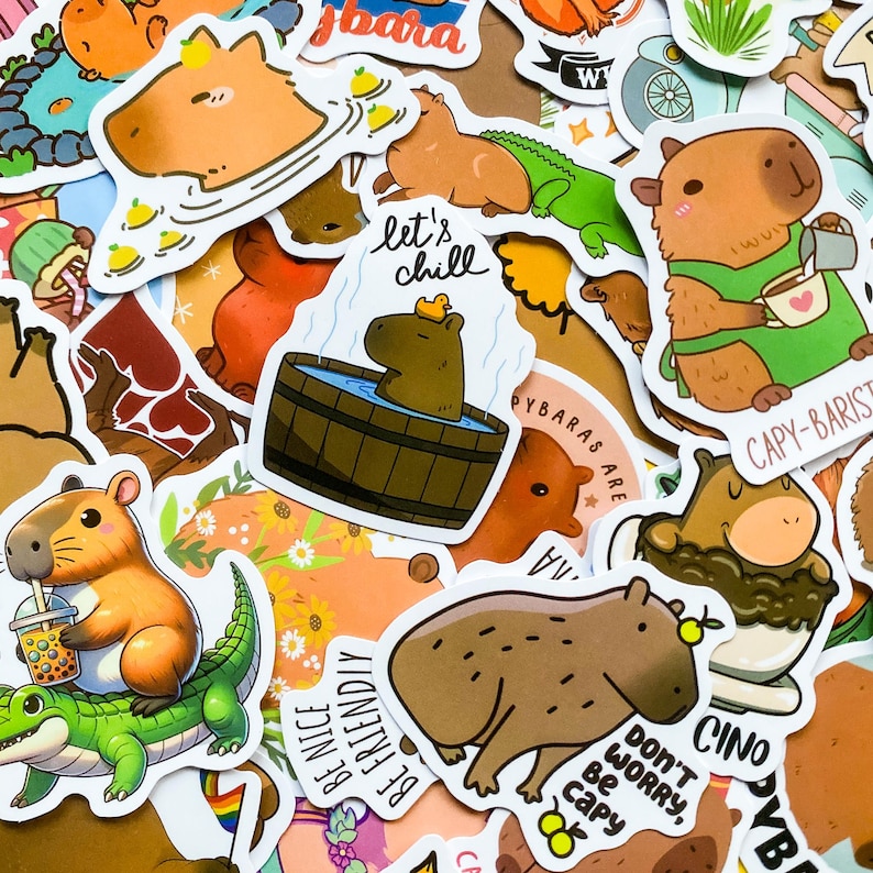 100pcs Cute Capybara Stickers, Animal-themed Stickers, Funny and ...