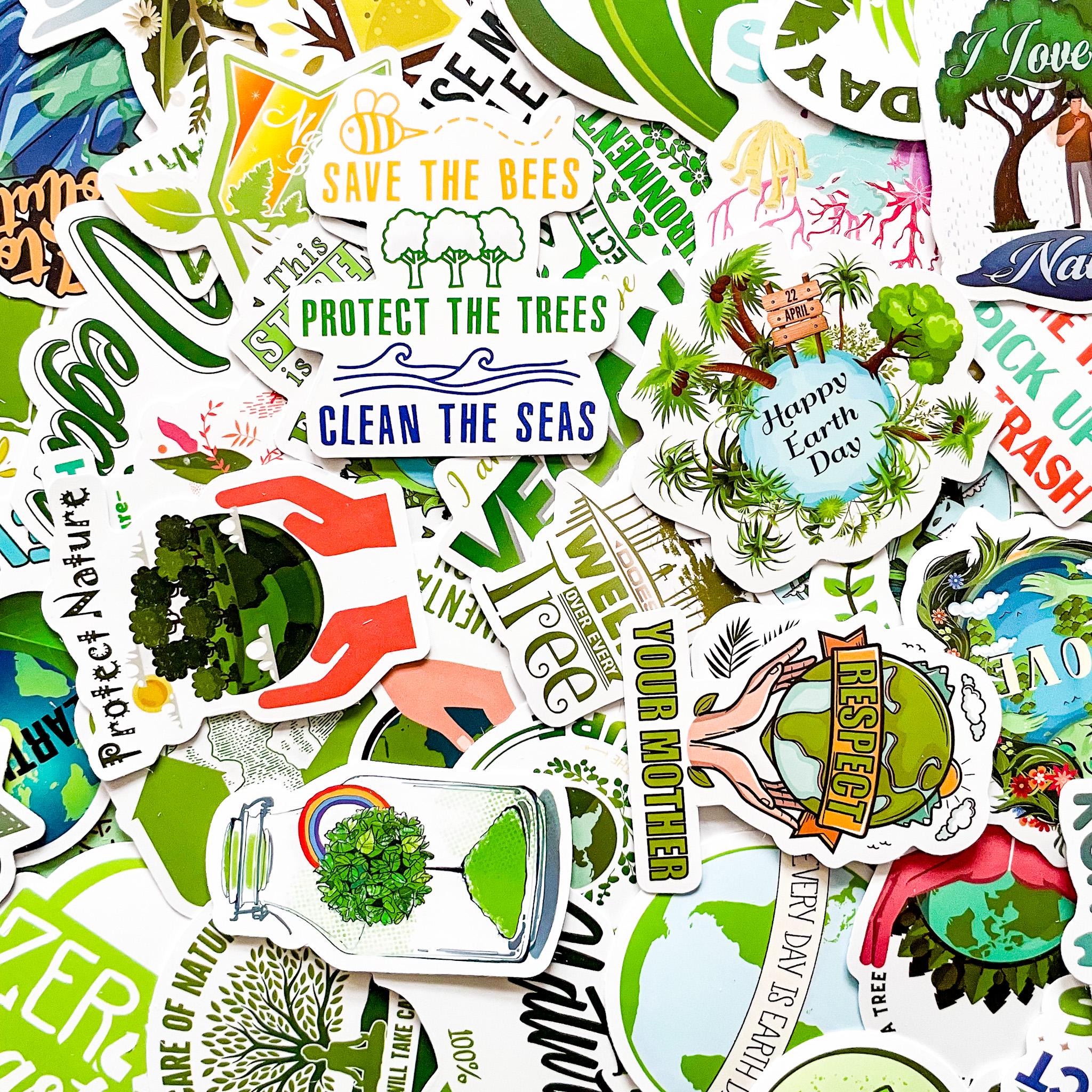 100PCS Green Environmental Stickers, Nature Life Stickers, Eco Plant ...