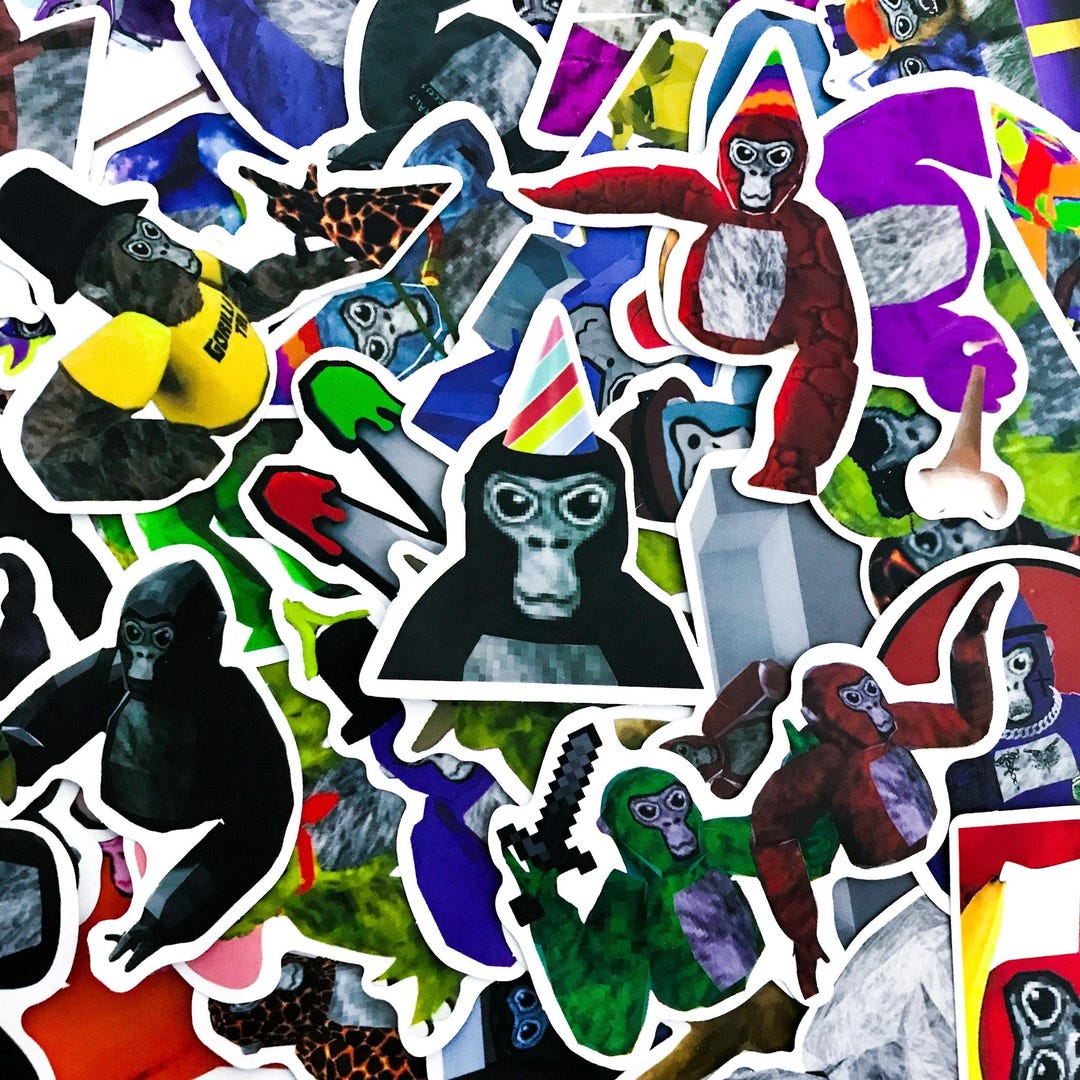 50 Random Gorilla Stickers, Cute Gorilla Stickers, Cartoon Animal ...