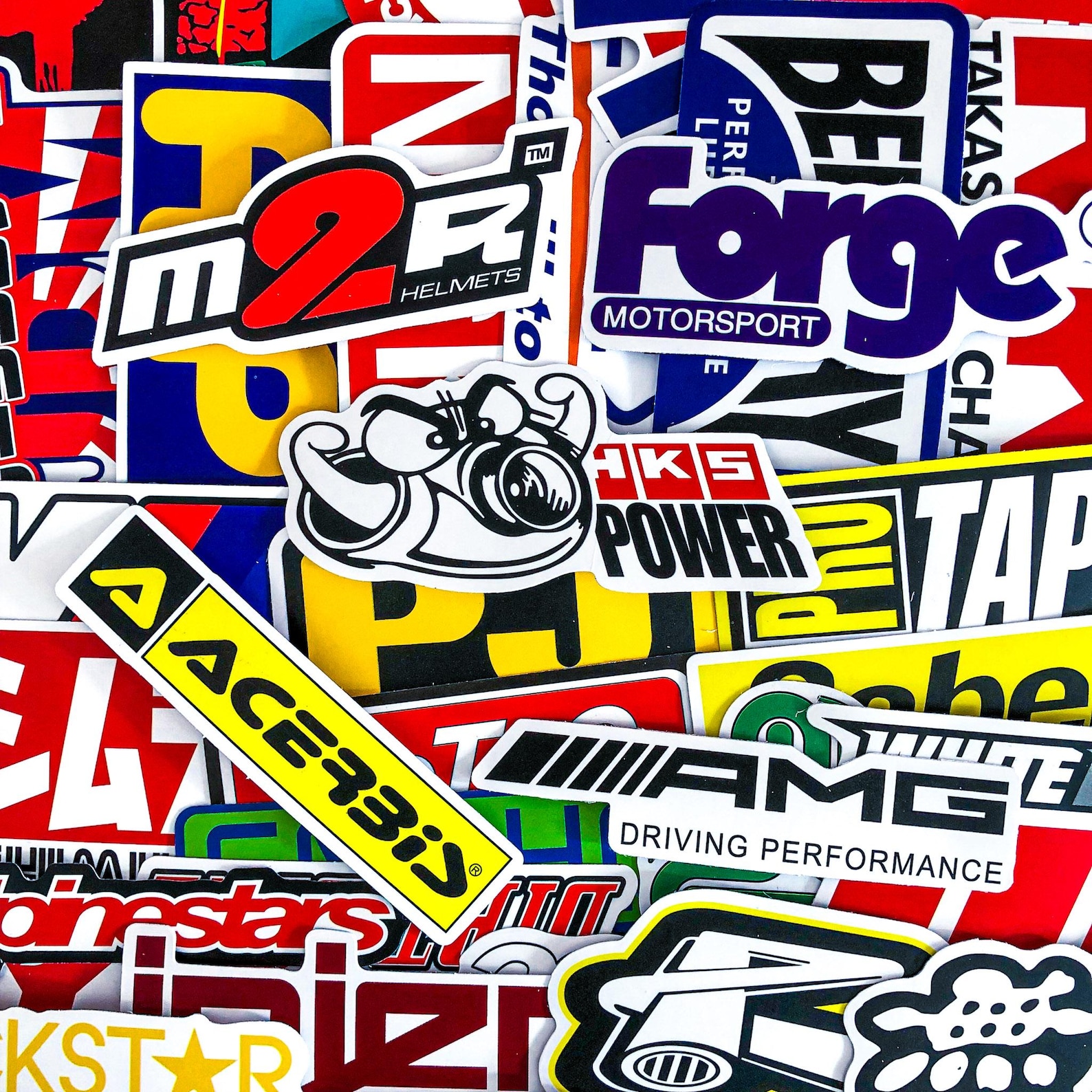 100 Random Car Brand Stickers, JDM Racing Stickers, Motorcycle Helmet ...