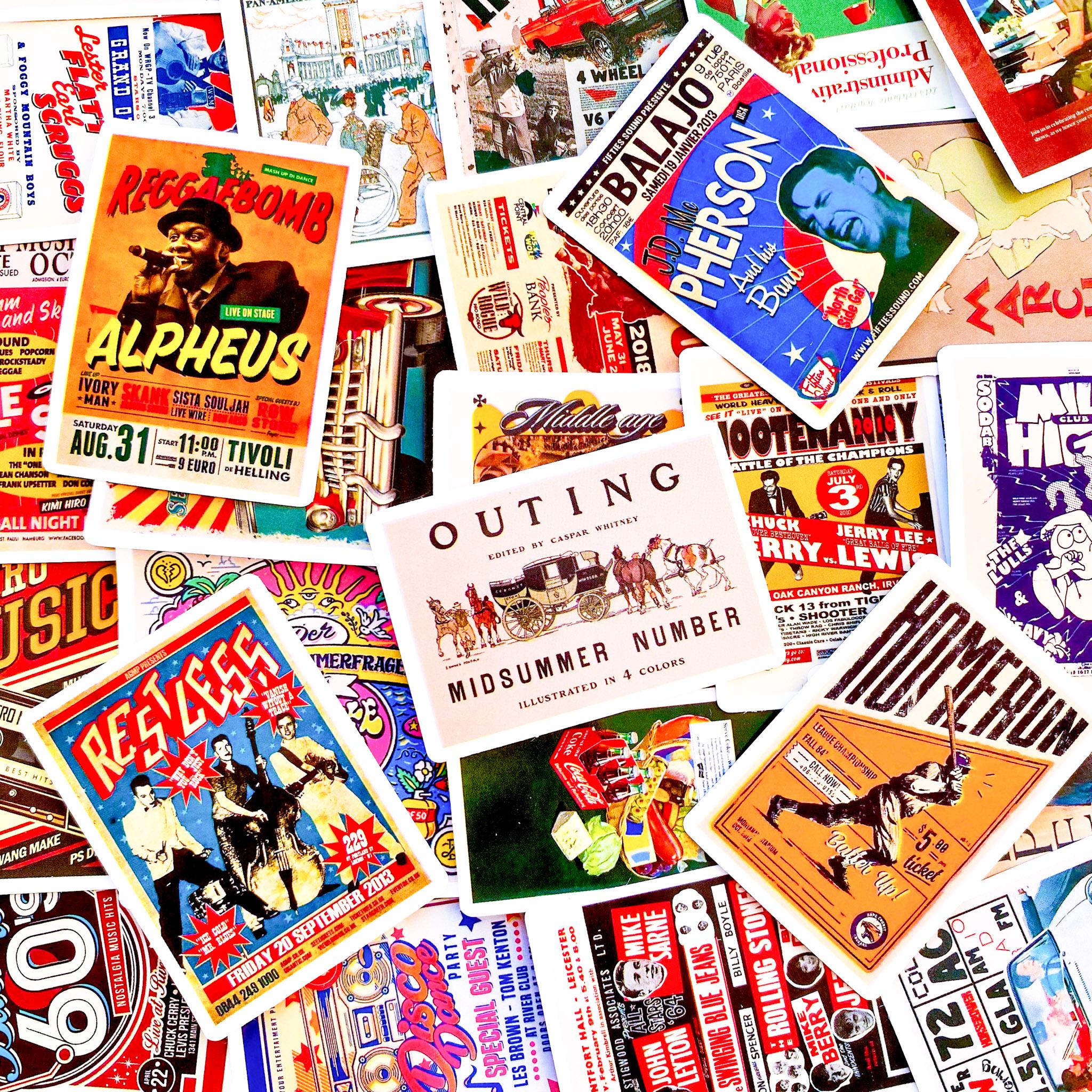 50PCS Retro Poster Stickers, Vintage Magazine Cover Stickers, Bold ...