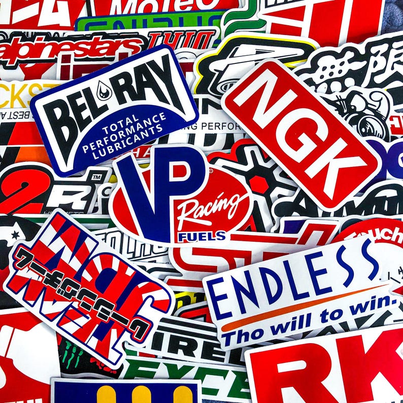 100 Random Car Brand Stickers, JDM Racing Stickers, Motorcycle Helmet ...