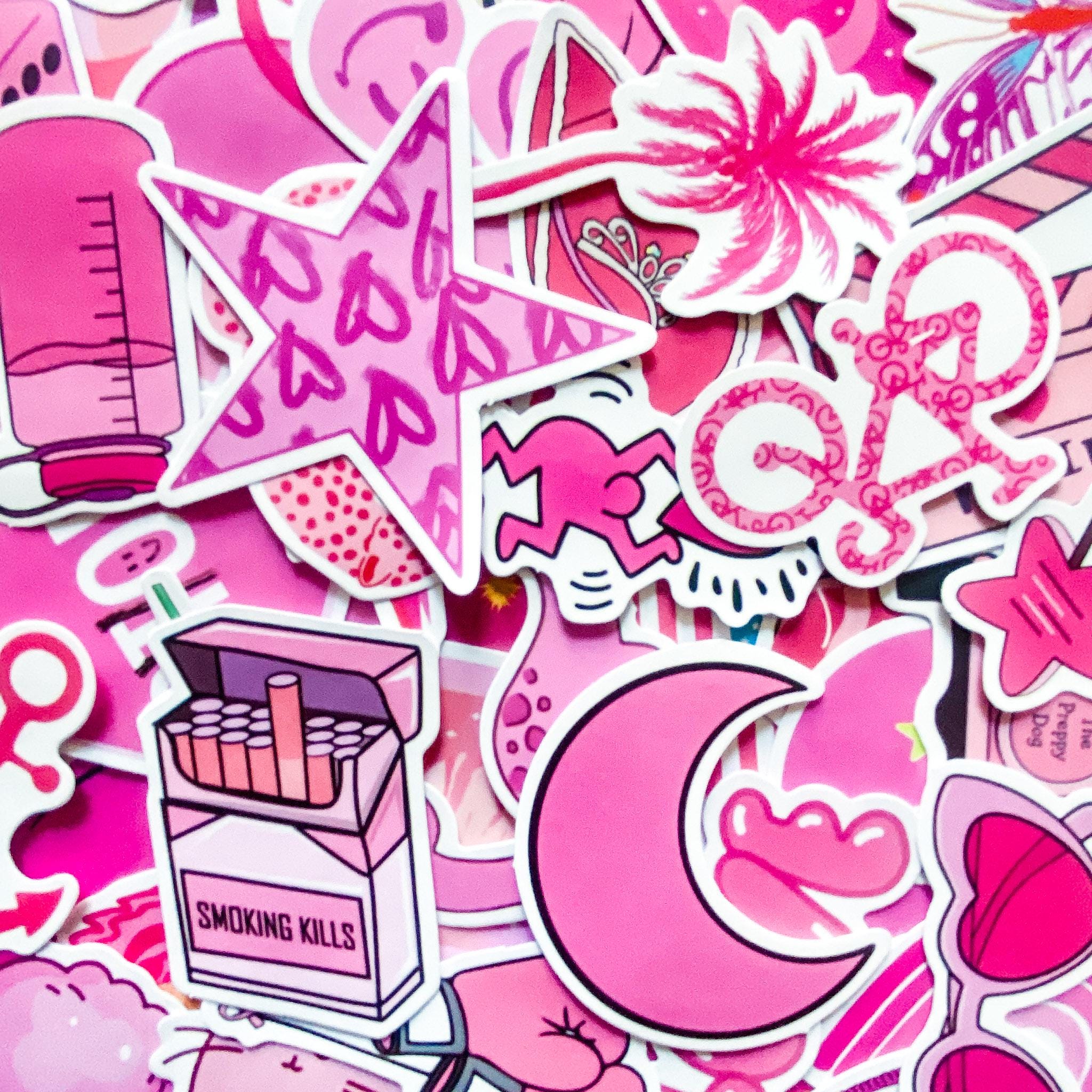100pcs Pink-themed Stickers, Kawaii Aesthetic Vinyl Stickers ...