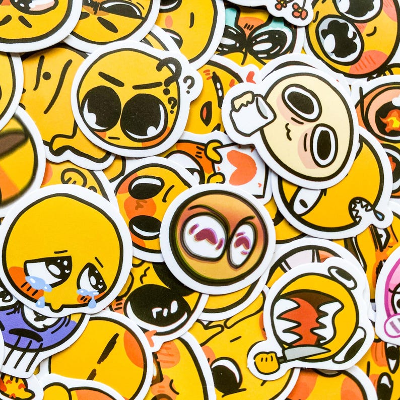 50pcs Cartoon Emoji Stickers, Funny Expression Faces, Mood Decals ...