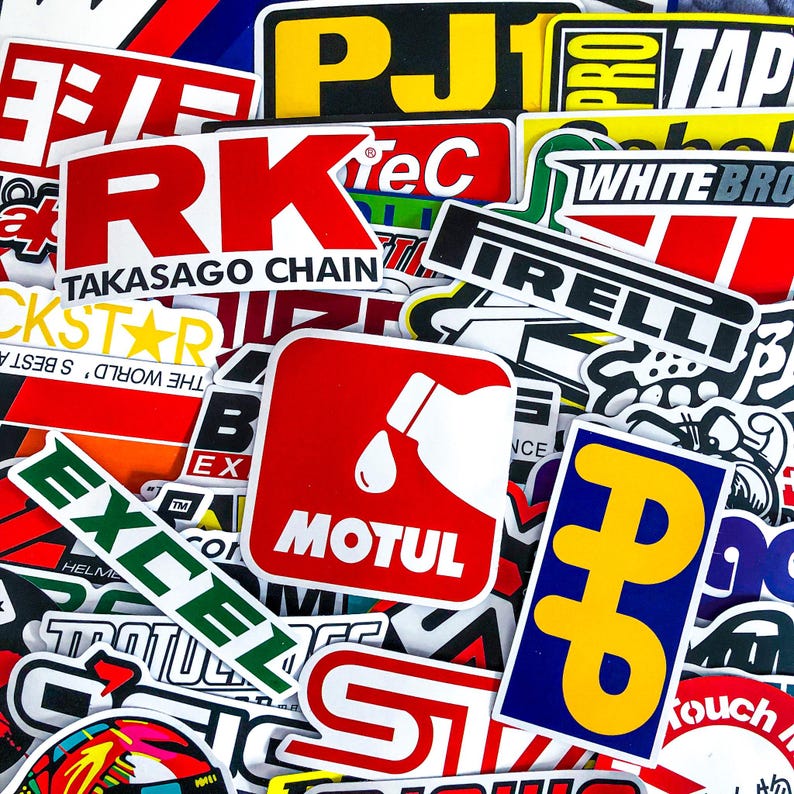 100 Random Car Brand Stickers, JDM Racing Stickers, Motorcycle Helmet ...