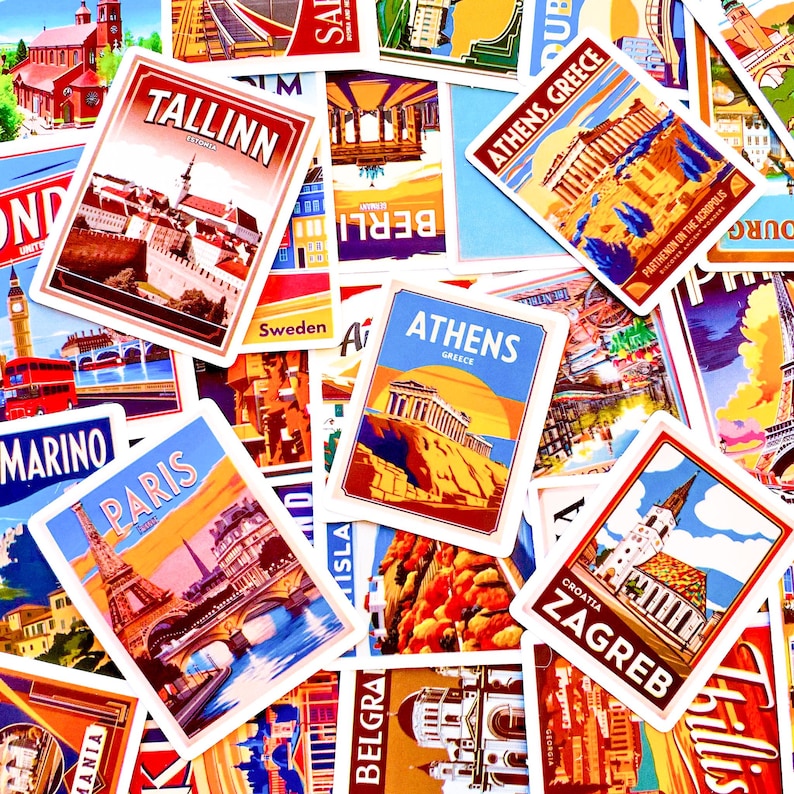 50PCS Retro Europe Stickers, Vintage Postcard City Stickers, Artistic ...
