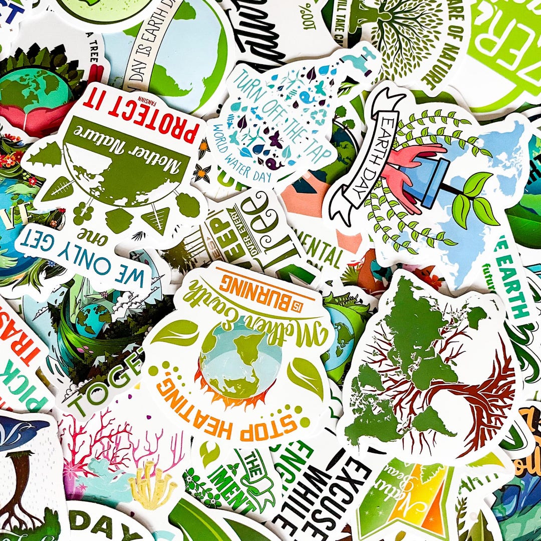 100PCS Green Environmental Stickers, Nature Life Stickers, Eco Plant ...