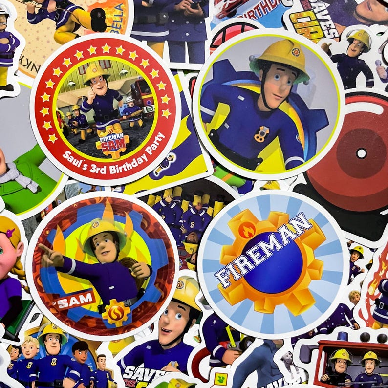 50 Random Fireman-sam Stickers, Cartoon Fireman Stickers for Kids, Fun ...