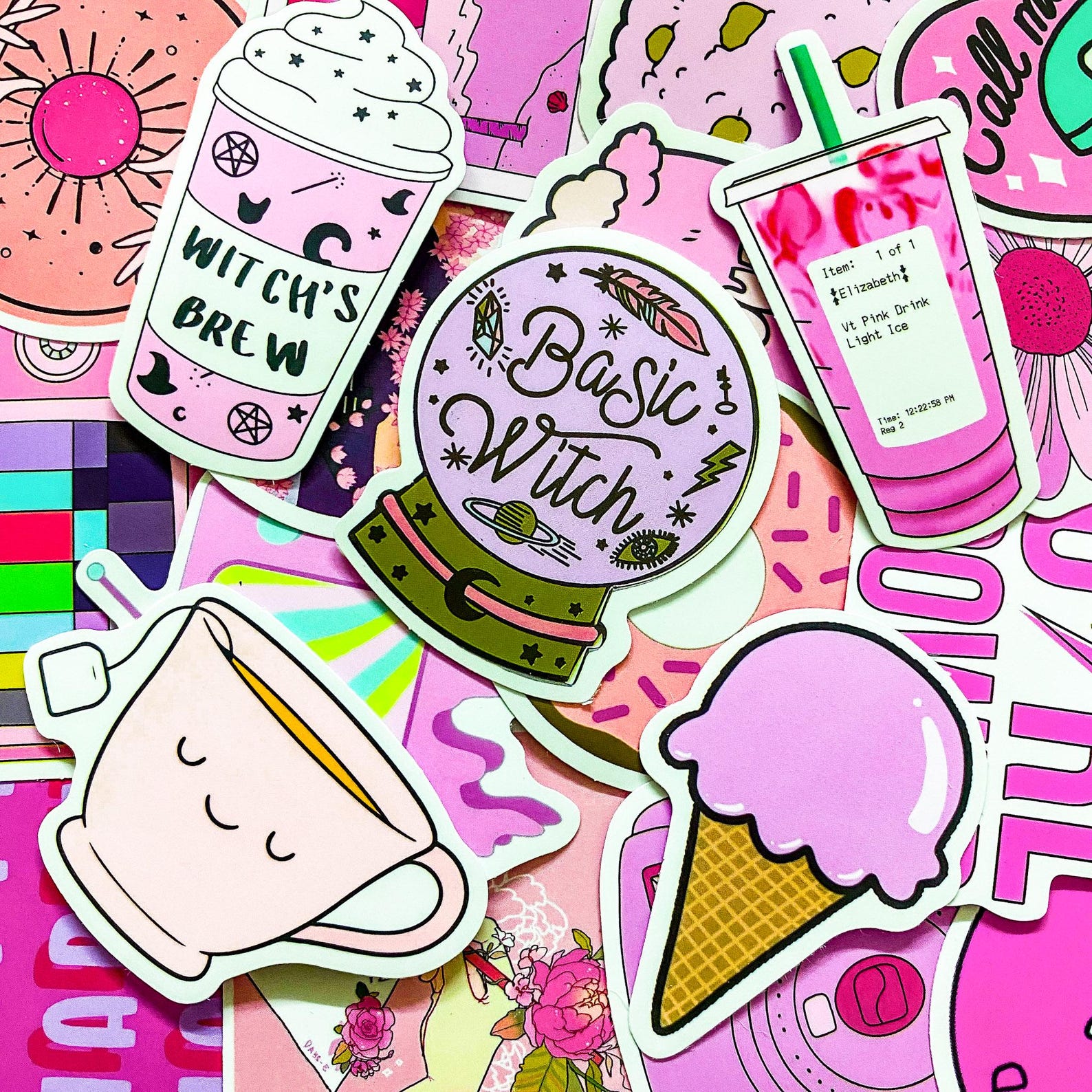 50 Pink Trendy Stickers, Aesthetic Girly Laptop Stickers, Cute ...