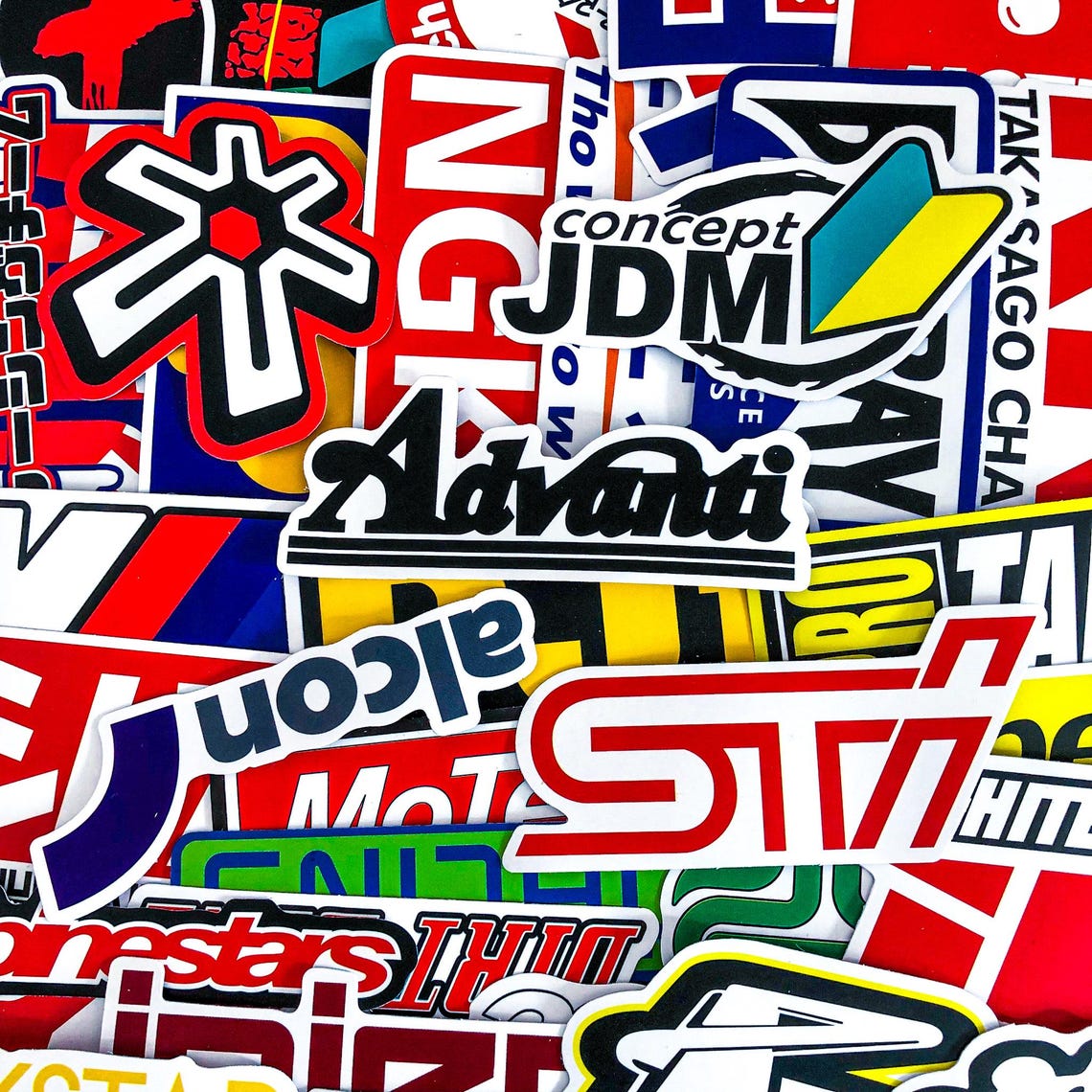 100 Random Car Brand Stickers, JDM Racing Stickers, Motorcycle Helmet ...