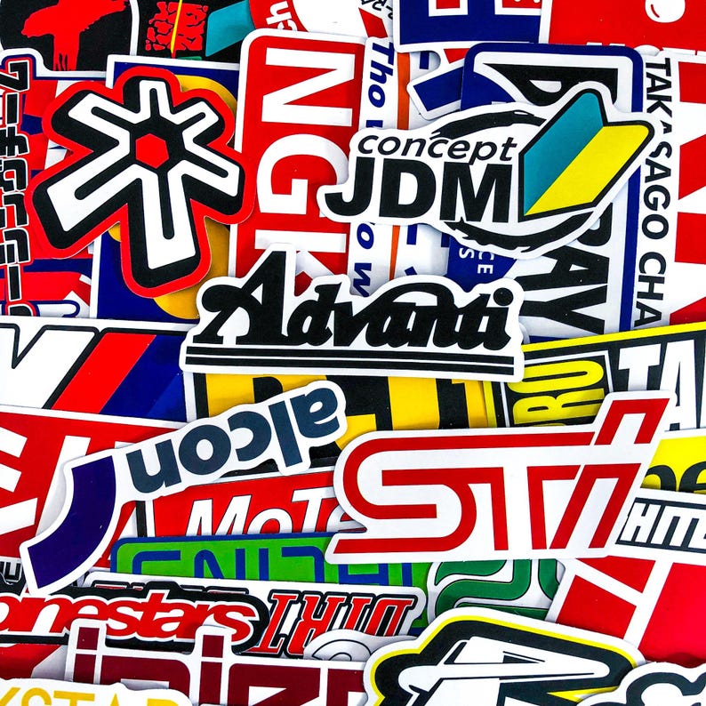 50 Random Car Brand Stickers, JDM Racing Stickers, Motorcycle Helmet ...