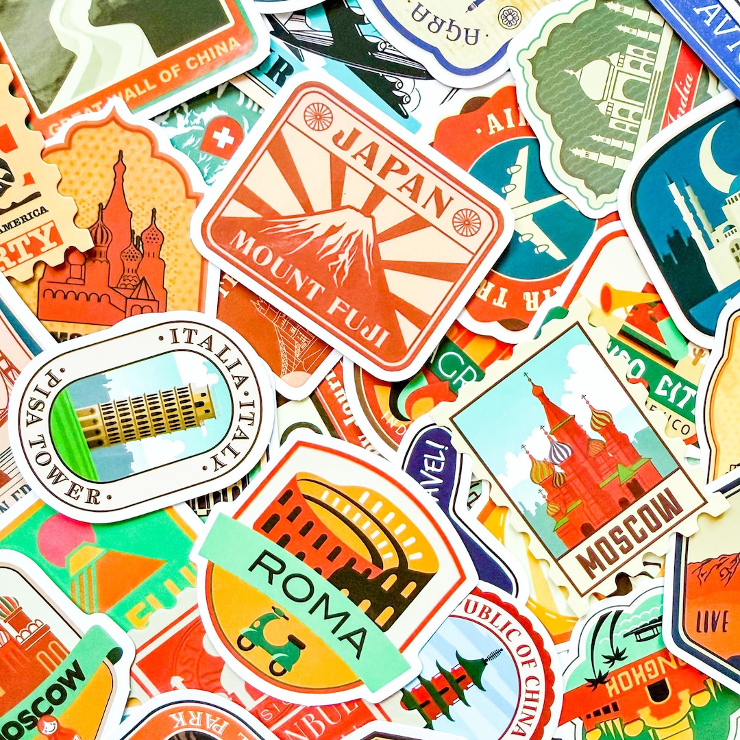 50PCS Iconic Travel Souvenir Stickers, Lively Global Stickers, Bold ...