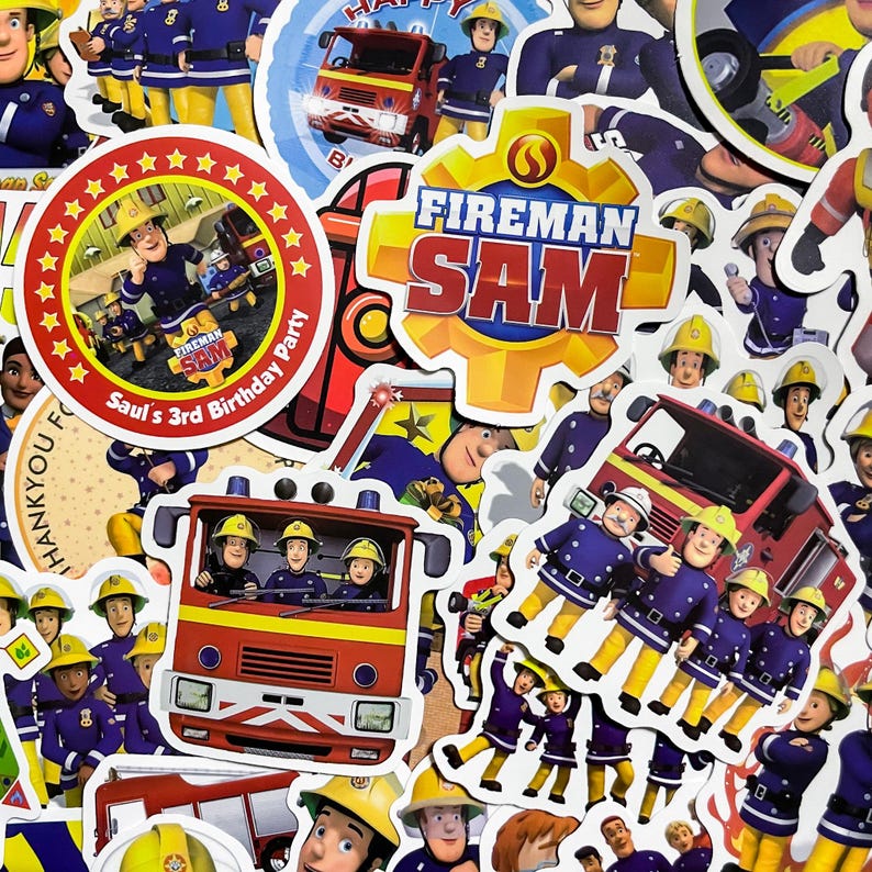 100 Random Fireman-sam Stickers, Cartoon Fireman Stickers for Kids, Fun ...