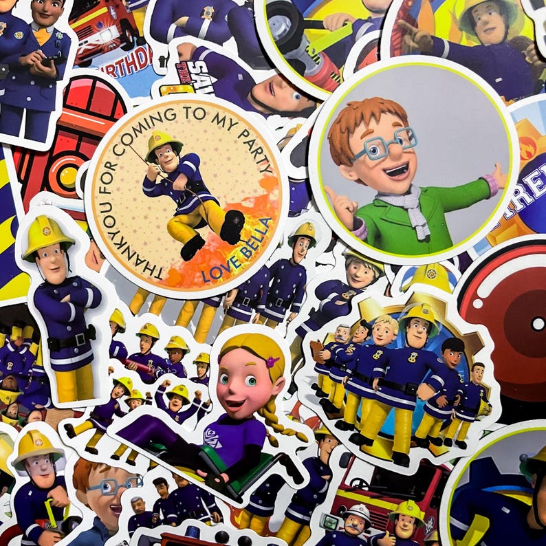 50 Random Fireman-sam Stickers, Cartoon Fireman Stickers for Kids, Fun ...