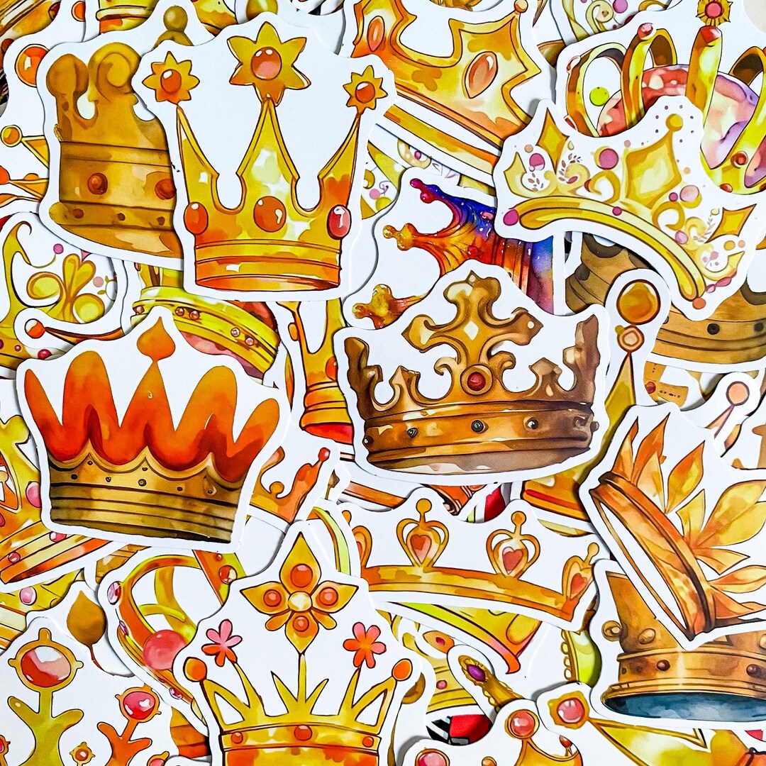 50pcs Regal Crown Stickers Pack, Magnificent Headpiece Stickers ...