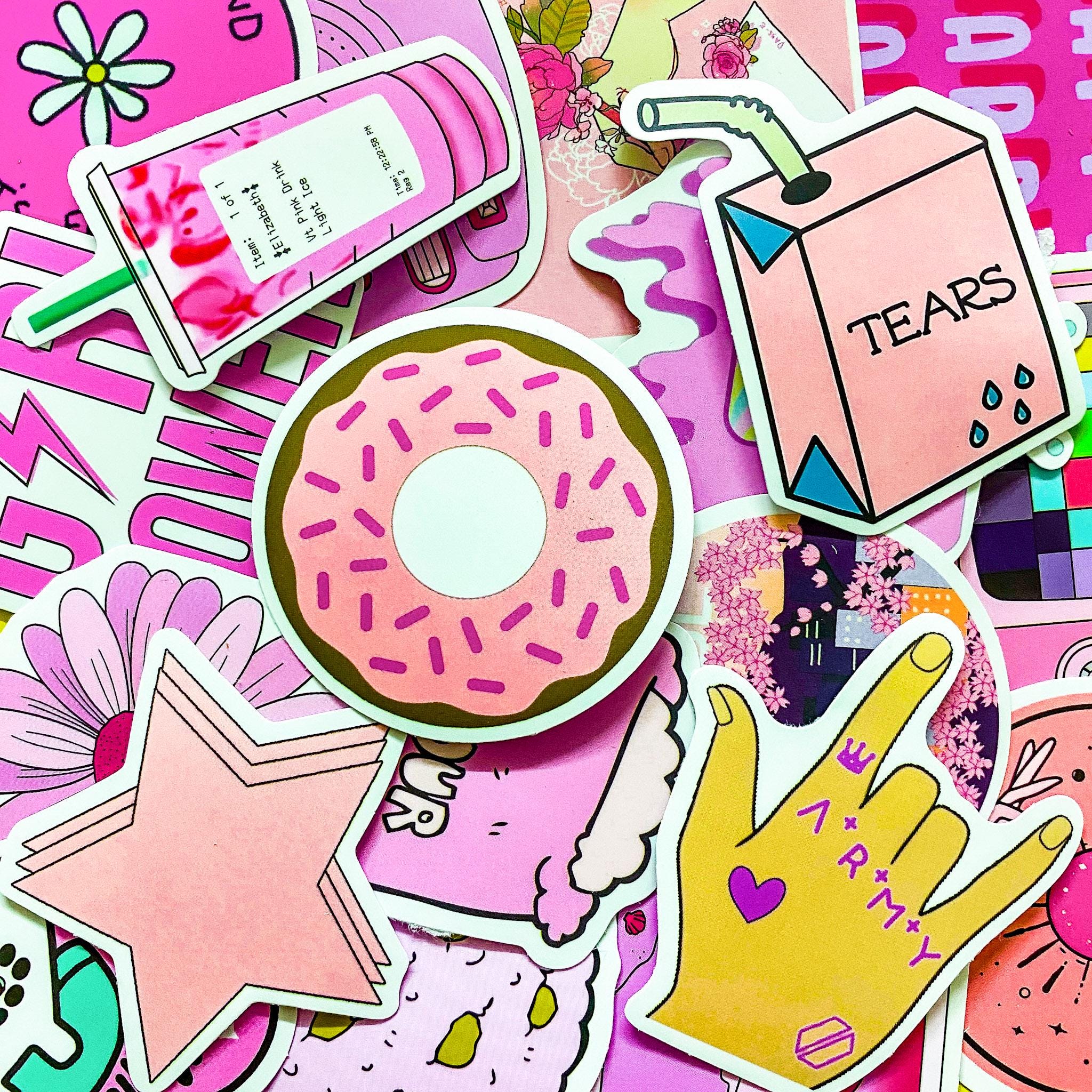 50 Pink Trendy Stickers, Aesthetic Girly Laptop Stickers, Cute ...
