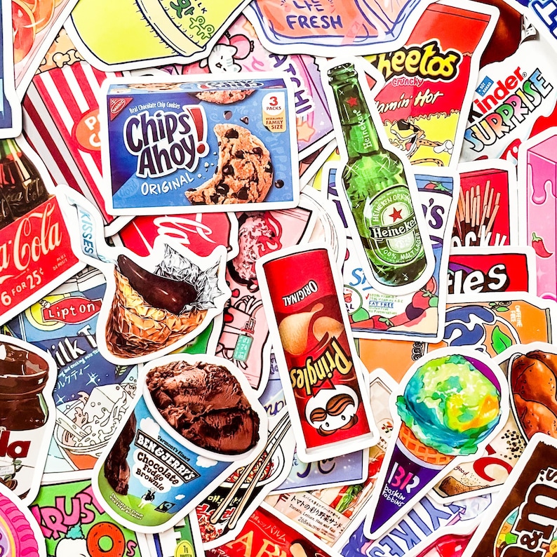 50PCS Classic Treat Stickers, Junk Food Stickers, Popular Drink ...