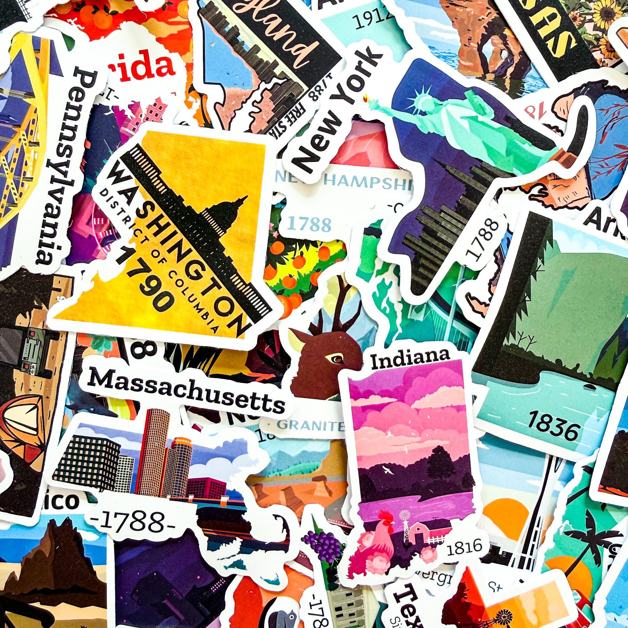 50PCS USA Travel Map Stickers, Regional Landscape Stickers, State ...