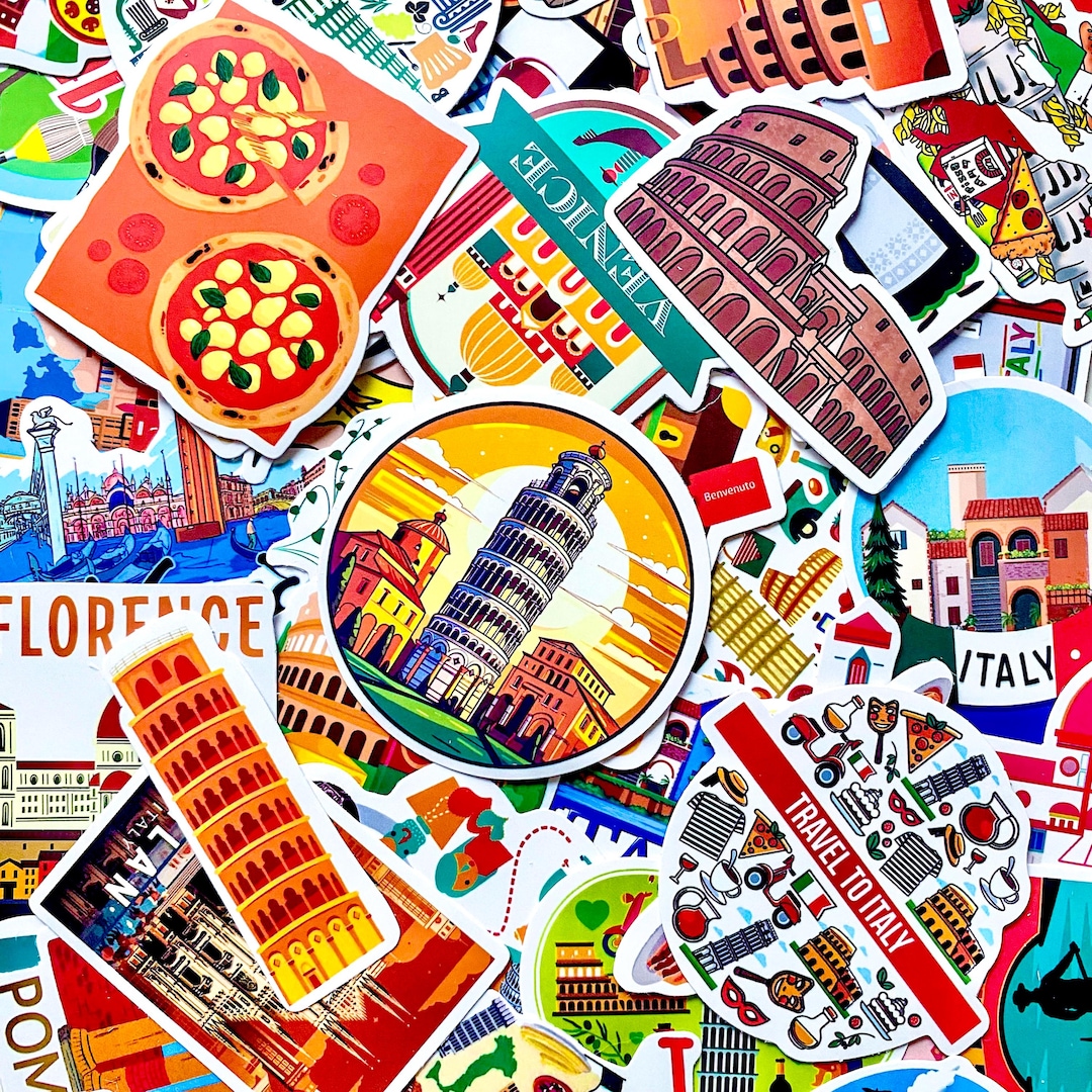 50PCS Italian Landmarks Stickers, Rome Stickers, Pisa Stickers ...