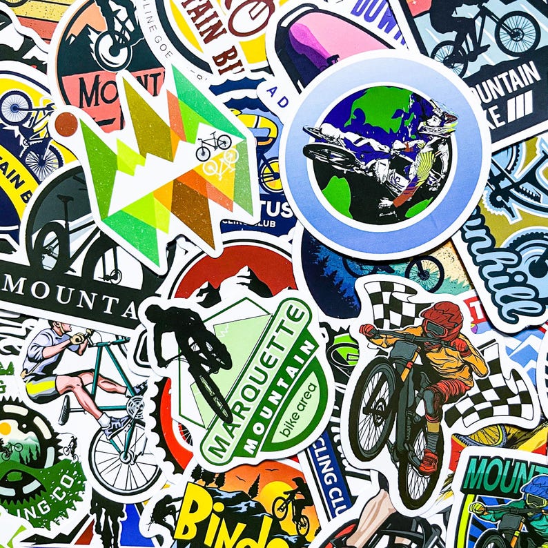 50pcs Cycling Stickers for Mountain Bikers, Adventure Bike Decals ...