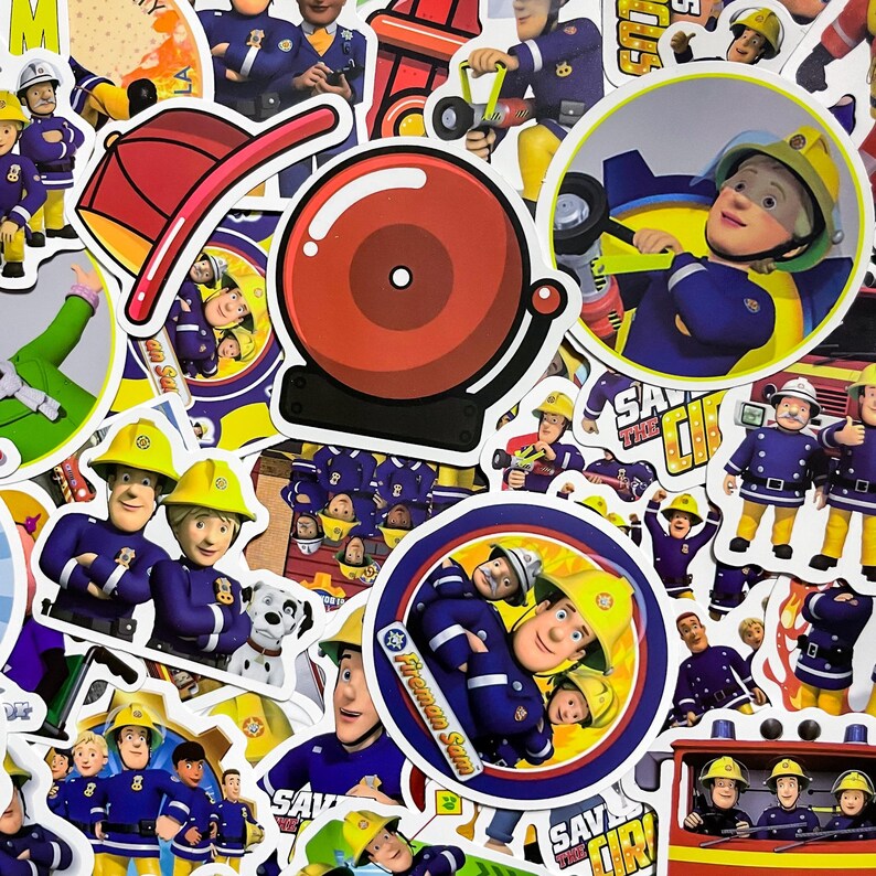 50 Random Fireman-sam Stickers, Cartoon Fireman Stickers for Kids, Fun ...