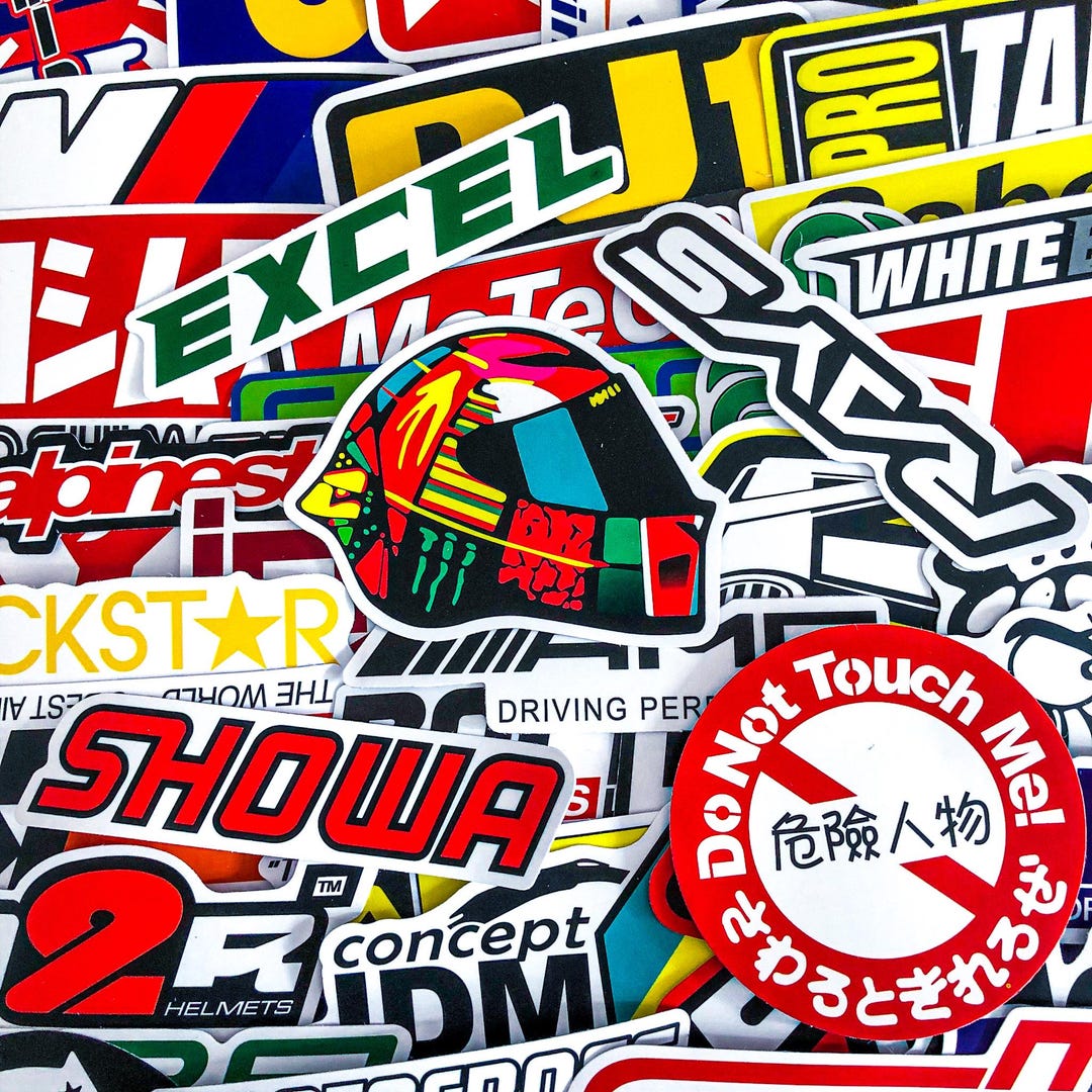 100 Random Car Brand Stickers, JDM Racing Stickers, Motorcycle Helmet ...