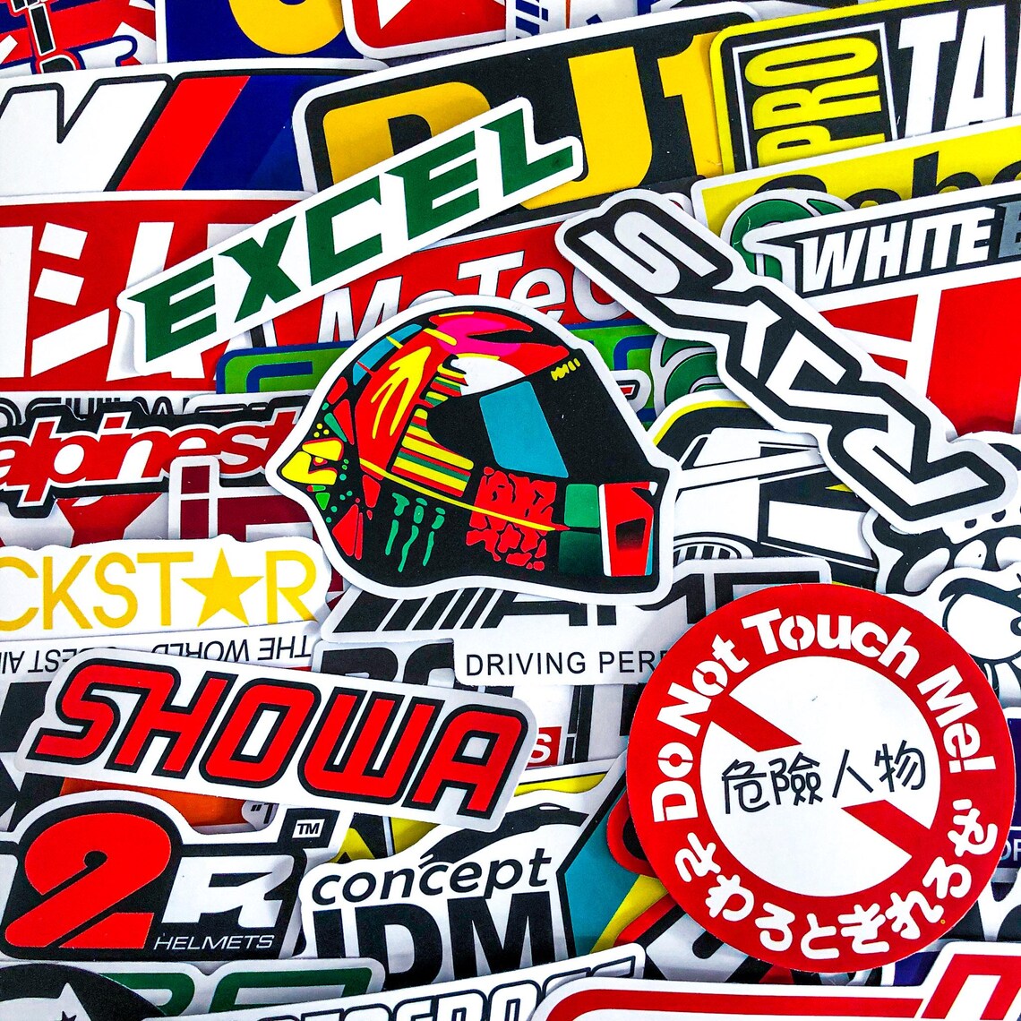 100 Random Car Brand Stickers, JDM Racing Stickers, Motorcycle Helmet ...