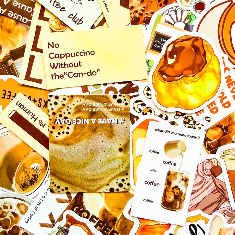 50PCS Warm Coffee Shop Stickers, Cozy Cafe Stickers, Vintage Cute Boho ...