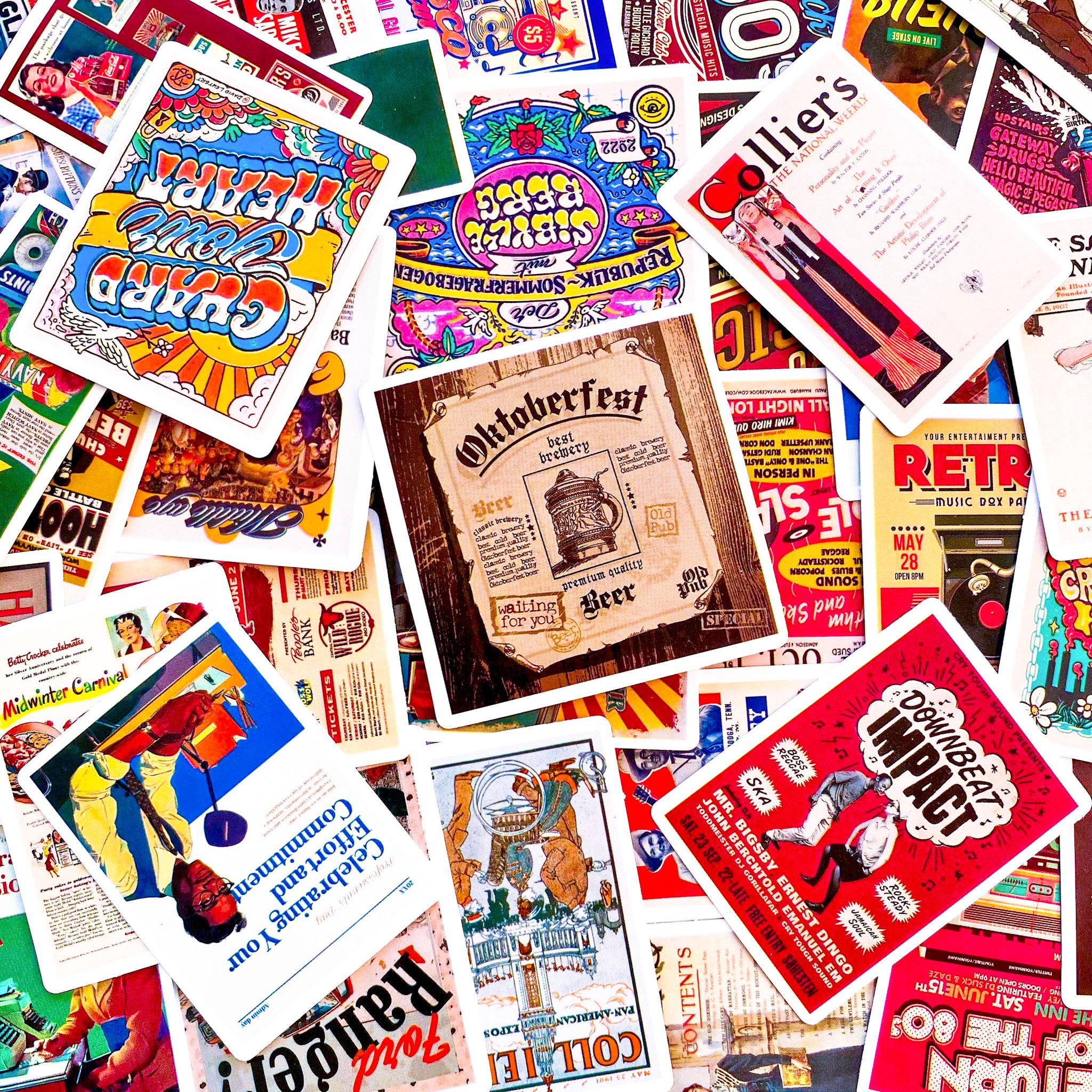 50PCS Retro Poster Stickers, Vintage Magazine Cover Stickers, Bold ...