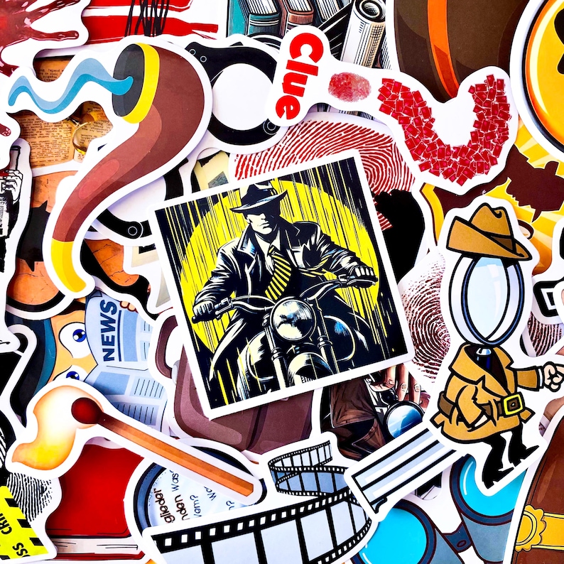 50PCS Detective Mystery Stickers, Crime Scene Stickers, Gothic Clue ...