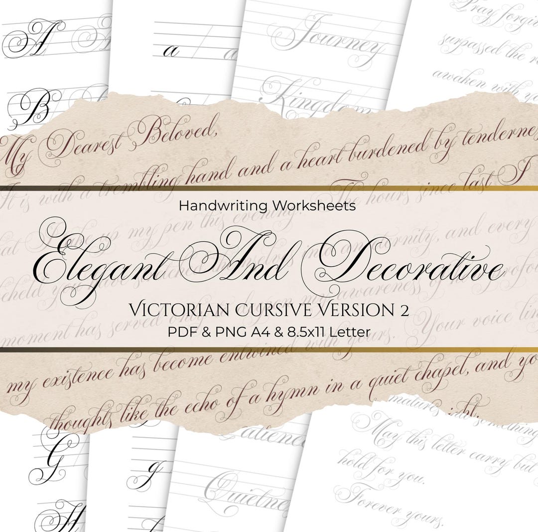 Elegant and Decorative Cursive Writing Workbook: Stylish Victorian ...