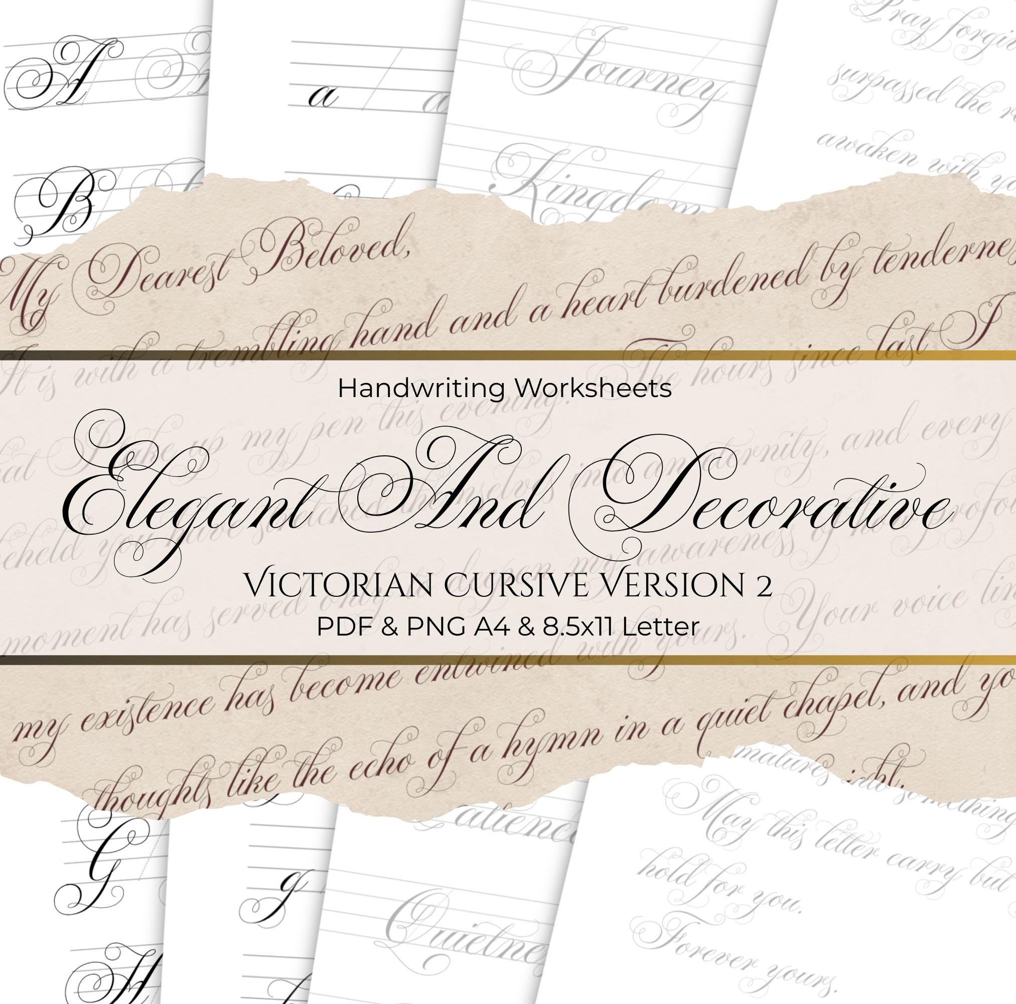 Elegant and Decorative Cursive Writing Workbook: Stylish Victorian ...