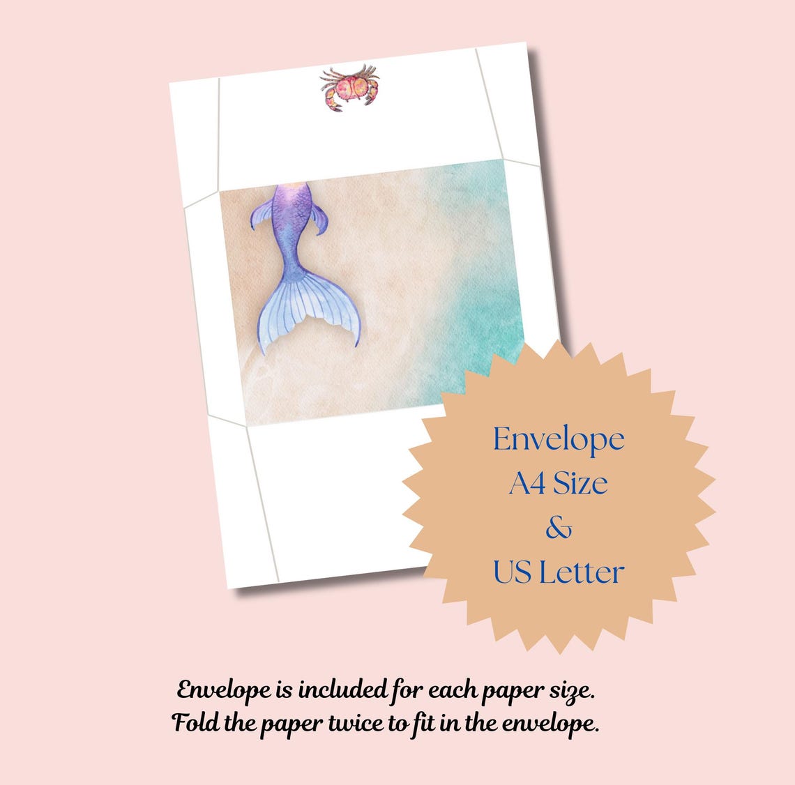 Printable Mermaid Stationery, Sea Creature Print Lined and Unlined ...