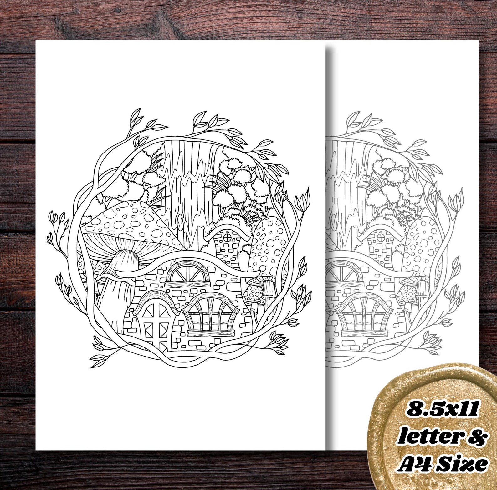 Nature Tiny House Coloring Pages Printable, Art Activity for Adults ...