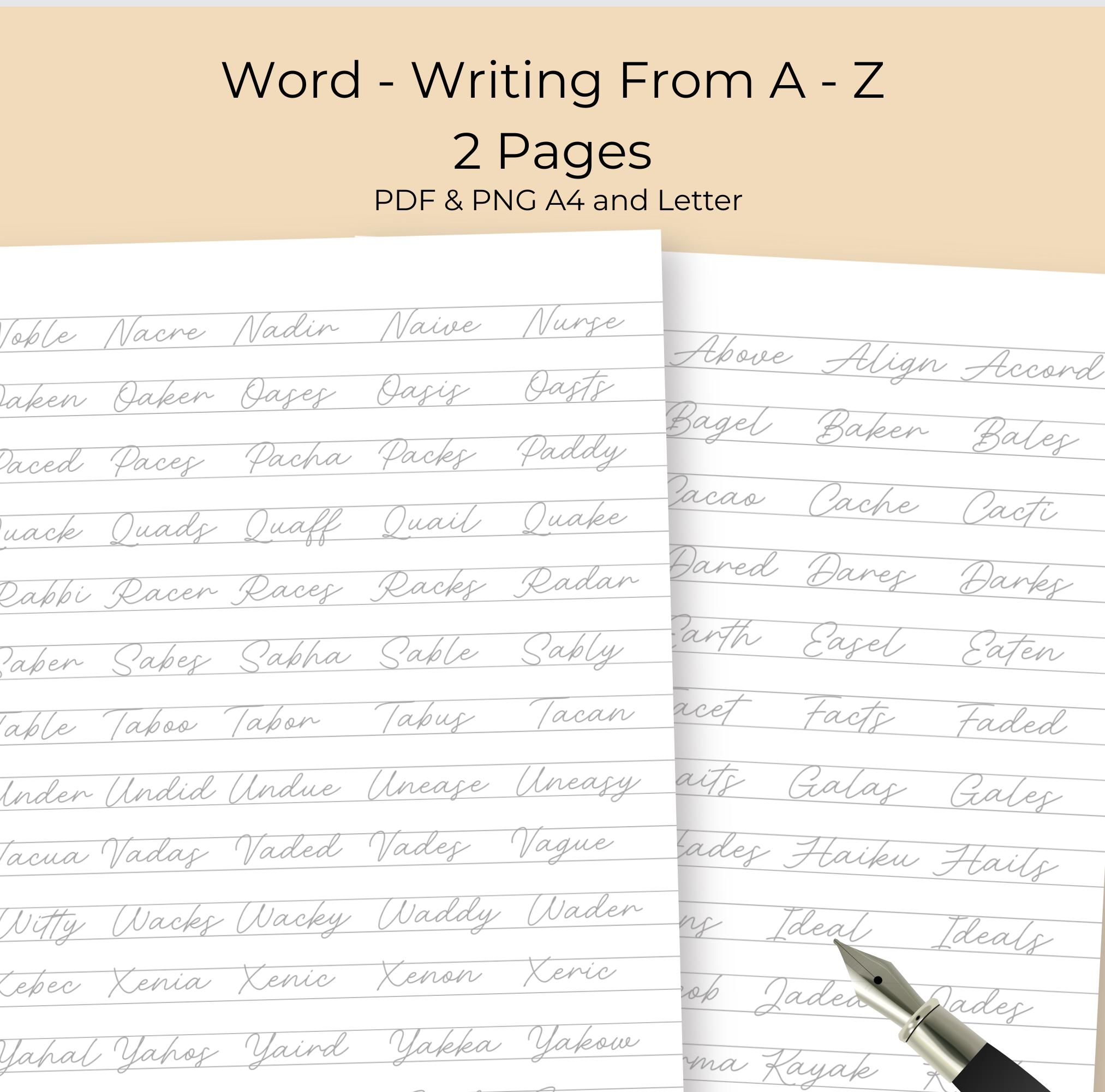 Cursive Writing Journaling Worksheets, Printable Daily Planner ...