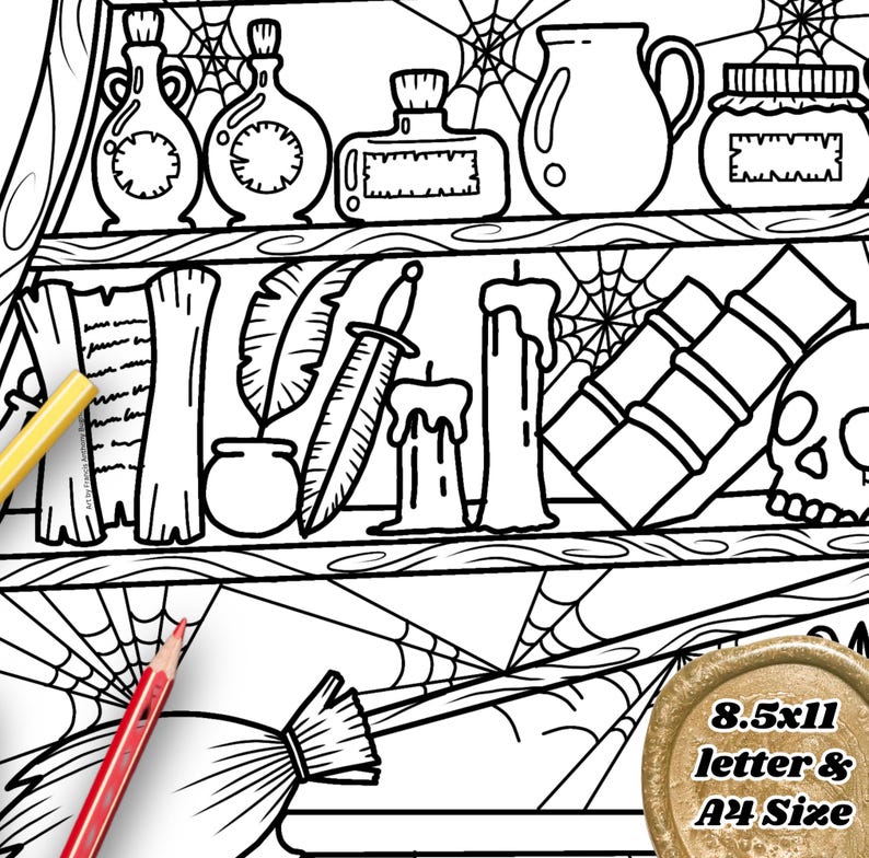 Witchy Coloring Page Printable the Witch Cupboard Art Activity Sheet ...