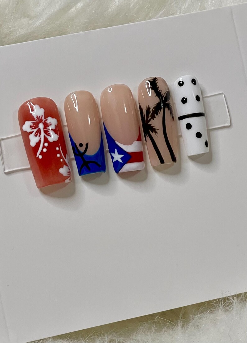 Puerto Rico Press on Nails Puerto Rican Day Parade - Etsy