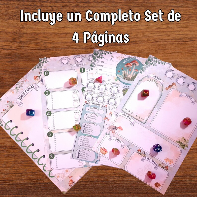 Druid 5e Character Sheet: Spanish D&D, Watercolor Cottagecore (PDF) - Etsy