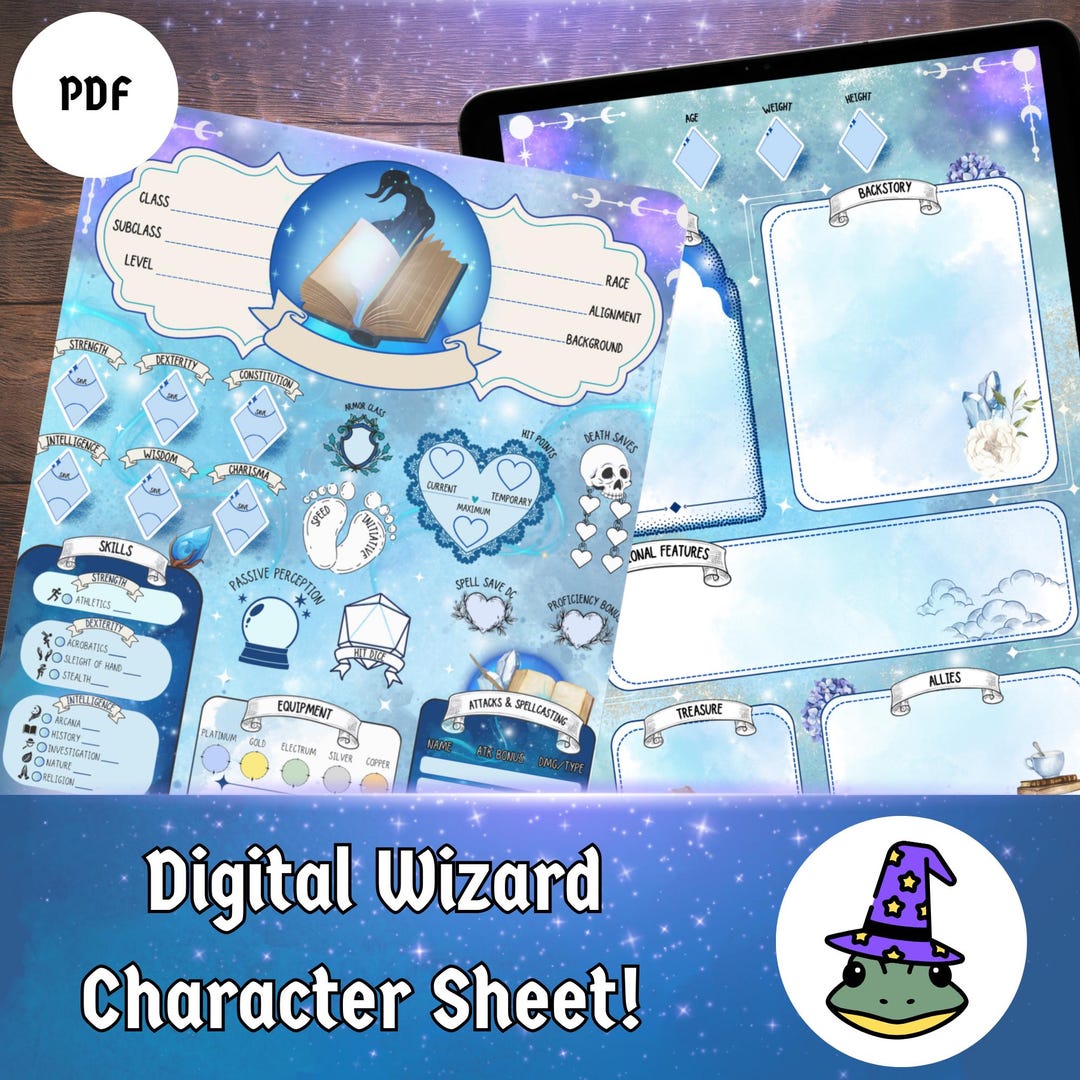 Character Sheet Dnd 5e Wizard - Digital Download - Colorful, TTRPG ...