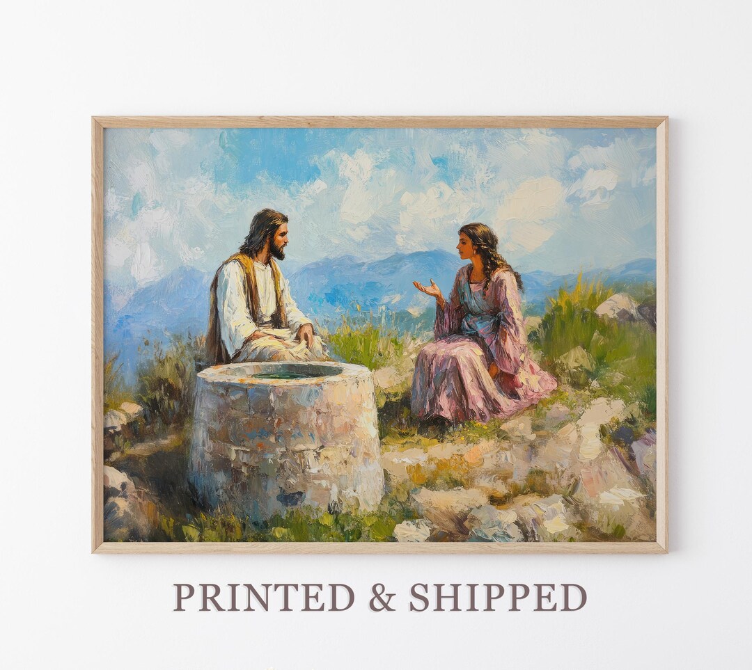 Woman at the Well Oil Painting Samaritan Woman Jesus Bible Print Modern ...